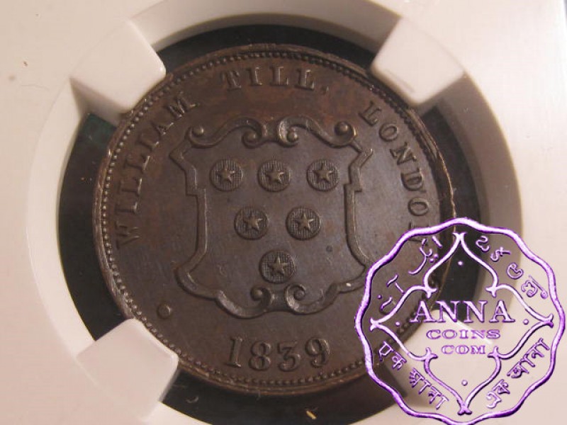 Great Britain 1839 William Till London 1/2P Token NGC MS62BN