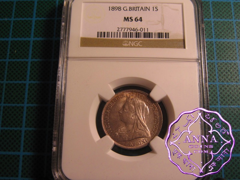 Great Britain 1898 Victoria Shilling NGC MS64
